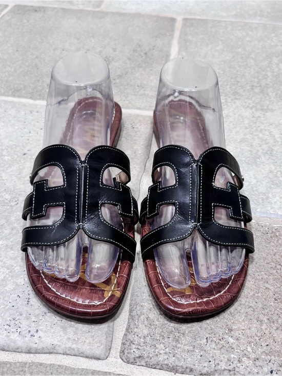 Sam Edelman | Shoes | Sam Edelman Bay Slide Black Leather Sandals ...
